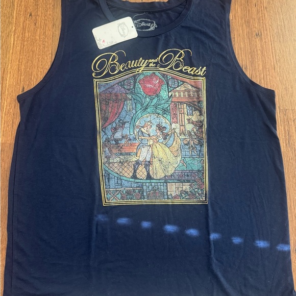 Disney | Tops | Disney Beauty And The Beast Navy Muscle Tee | Poshmark